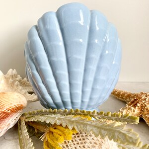 Blue Seashell Planter Vase, Vintage Abington USA Pottery, MCM Ceramic ...