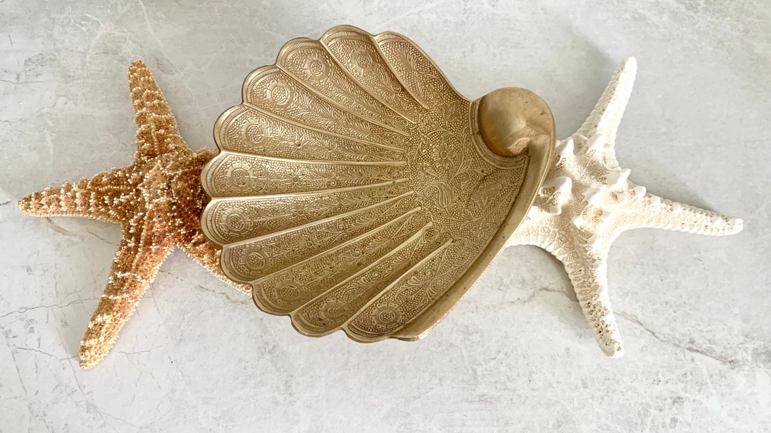 Vintage Bombay Swadeshi Brass Scalloped Seashell Trinket Dish, Clam ...