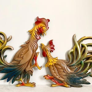 1965 Syroco Roosters, Mid Century Retro Kitchen Wall Decor, Made in the ...