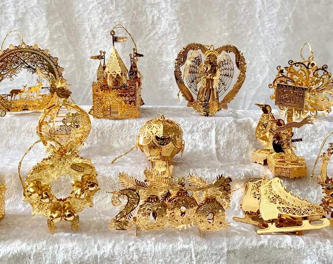 Danbury Mint Gold Christmas Ornaments Collection, Millennium 2000 ...