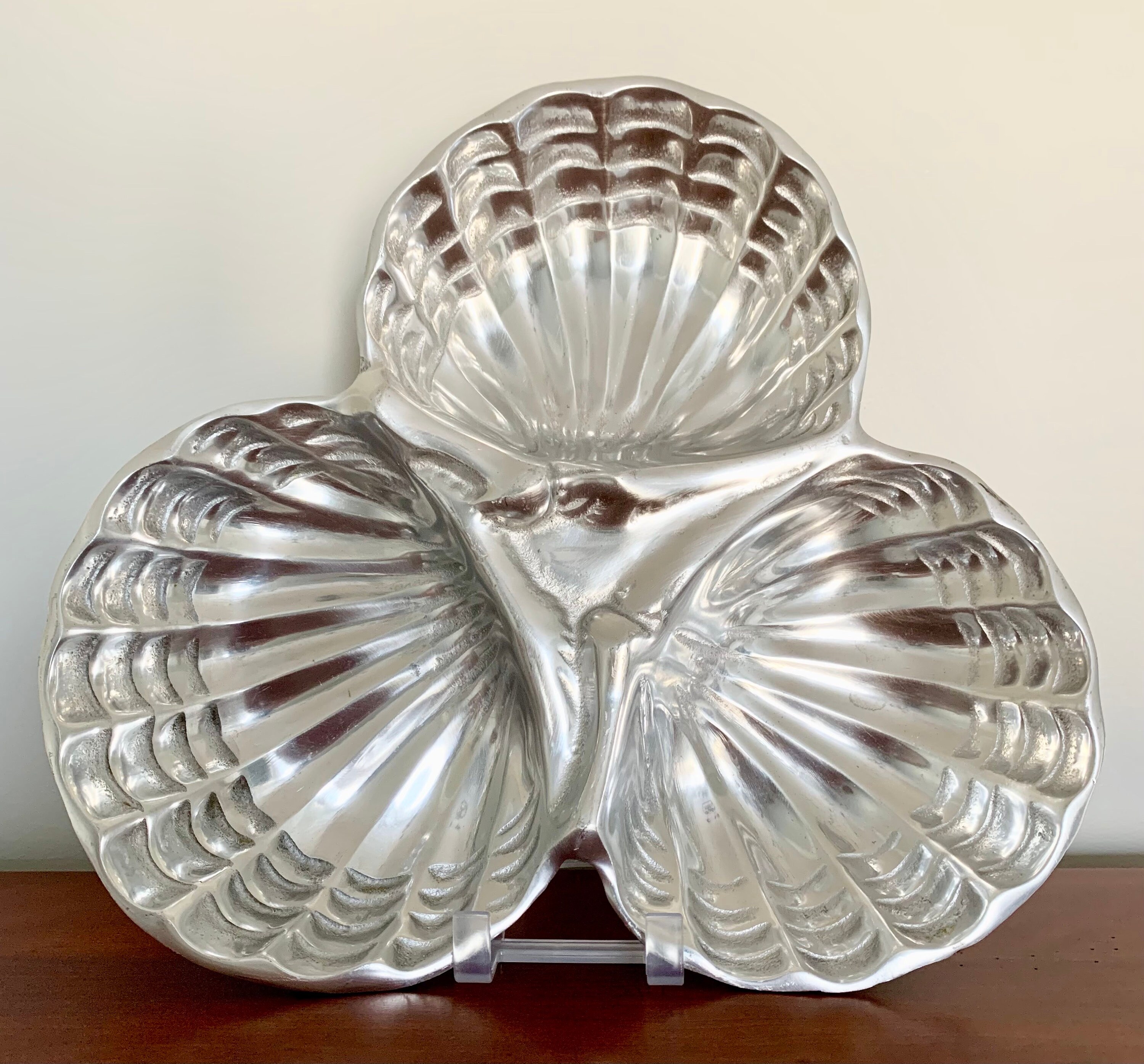 Vintage Cast Aluminum Triple Clam Shell Serving Tray: Coastal Decor - Etsy