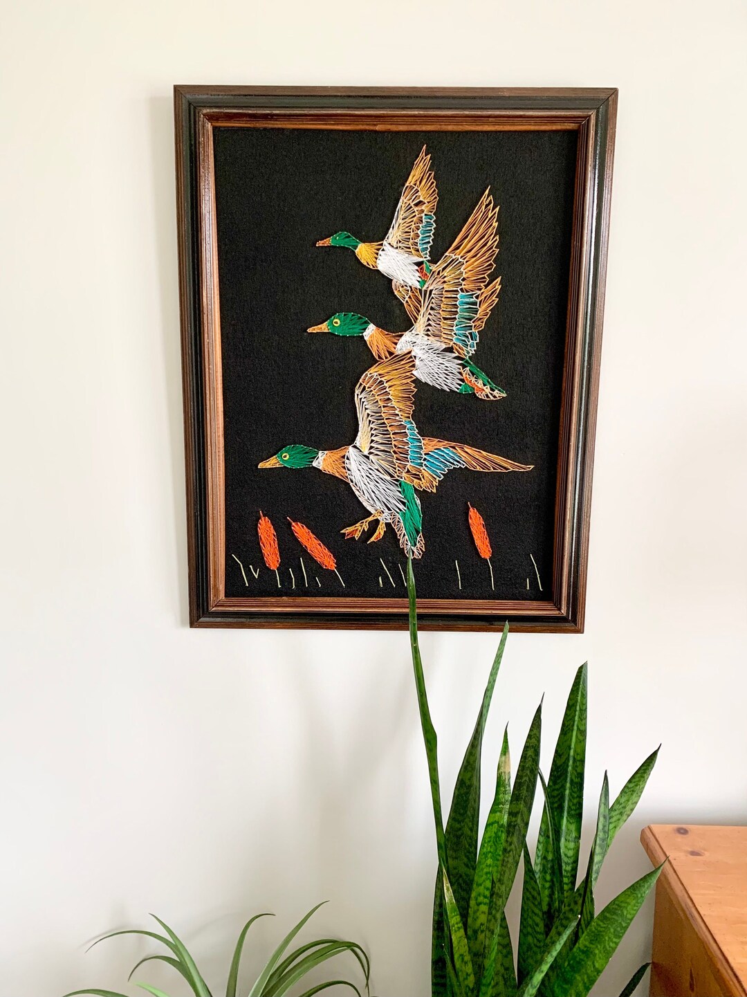 Vintage Mallard Duck String Art, Handmade MCM 3D Wall Hanging, Framed ...