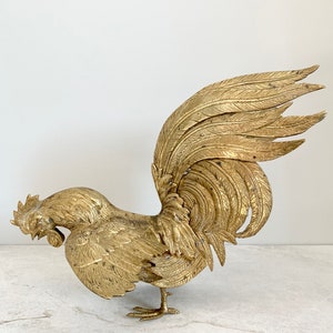 Two Vintage Brass Fighting Roosters, Brass Cockerels, Mid Century ...