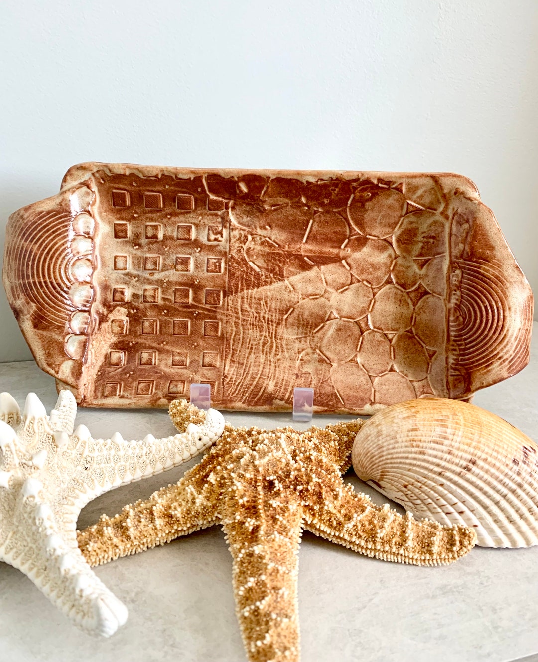 Vintage Jekyll Island Pottery Serving Tray: Handmade Coastal Decor - Etsy