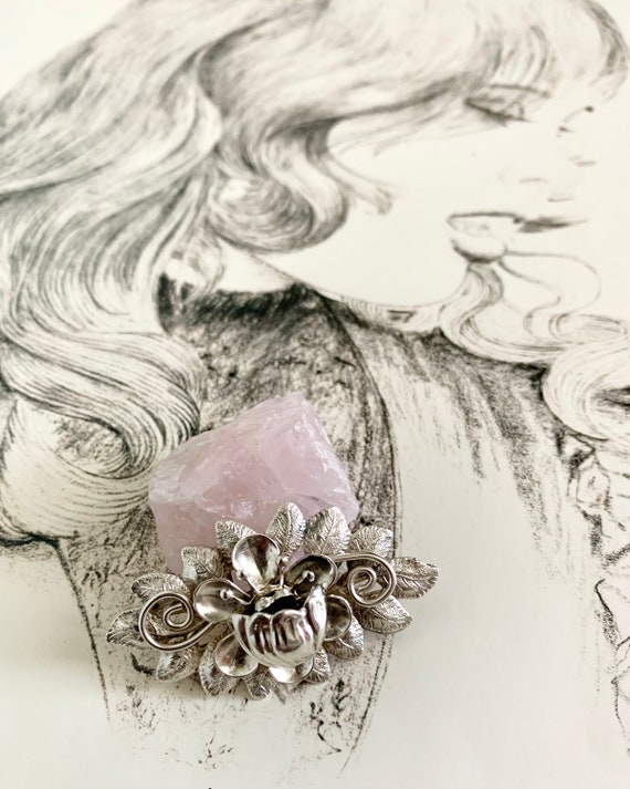 Silver Water Lily Pin, Lotus Flower, Vintage Sterling… - Gem