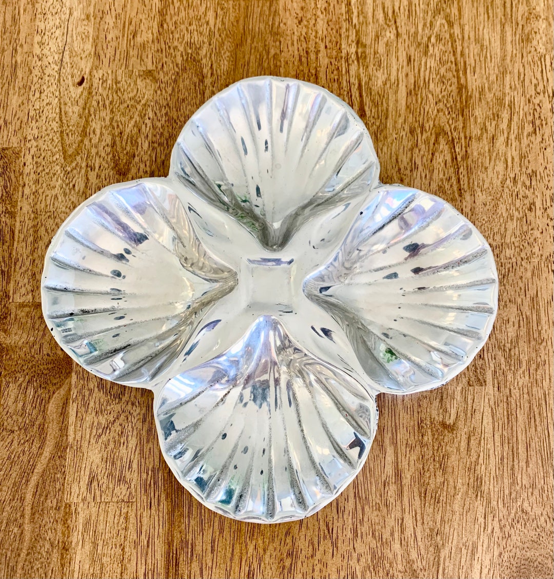 Clam Shell Serving Tray, Large Shell Centerpiece Display, Coastal ...