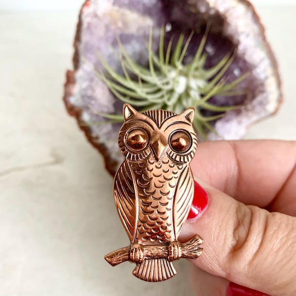 Copper Owl Brooch - Etsy