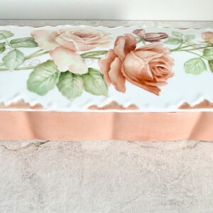 Signed Large Vintage Ceramic Dresser Box, Handmade, Hand Painted, Rose ...