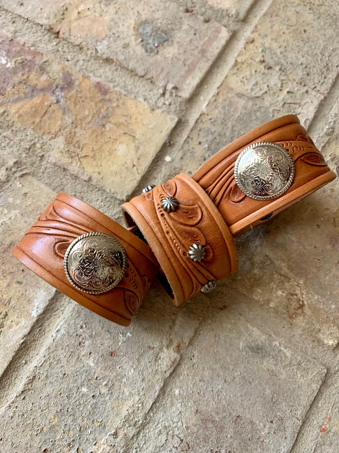 Tooled Leather Cuff Handmade Boho Gifts for Her | Etsy
