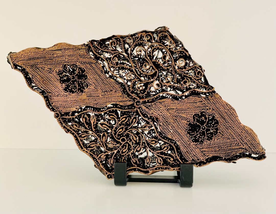Vintage Flower Batik Stamp: Indonesian Copper Tjap Textile Art - Etsy