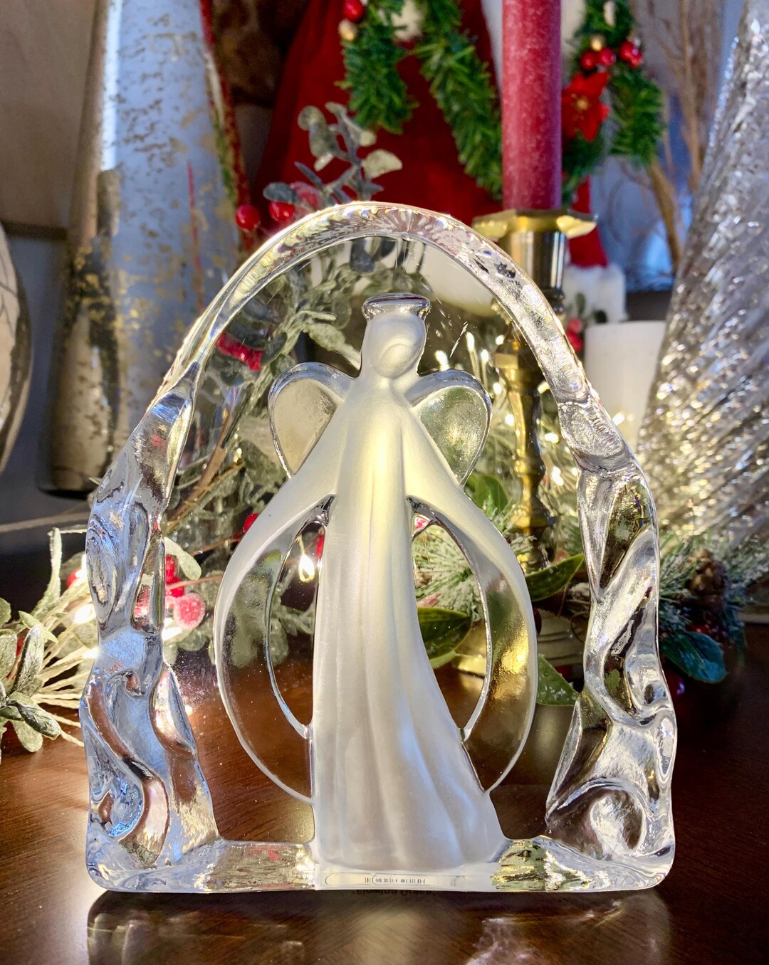 Vintage Glass Angel Paperweight, Flowing Grace Bookend, Ornamental ...