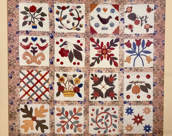 Vintage Baltimore Album Quilt Blocks Framed Print, Vintage Folk Art ...