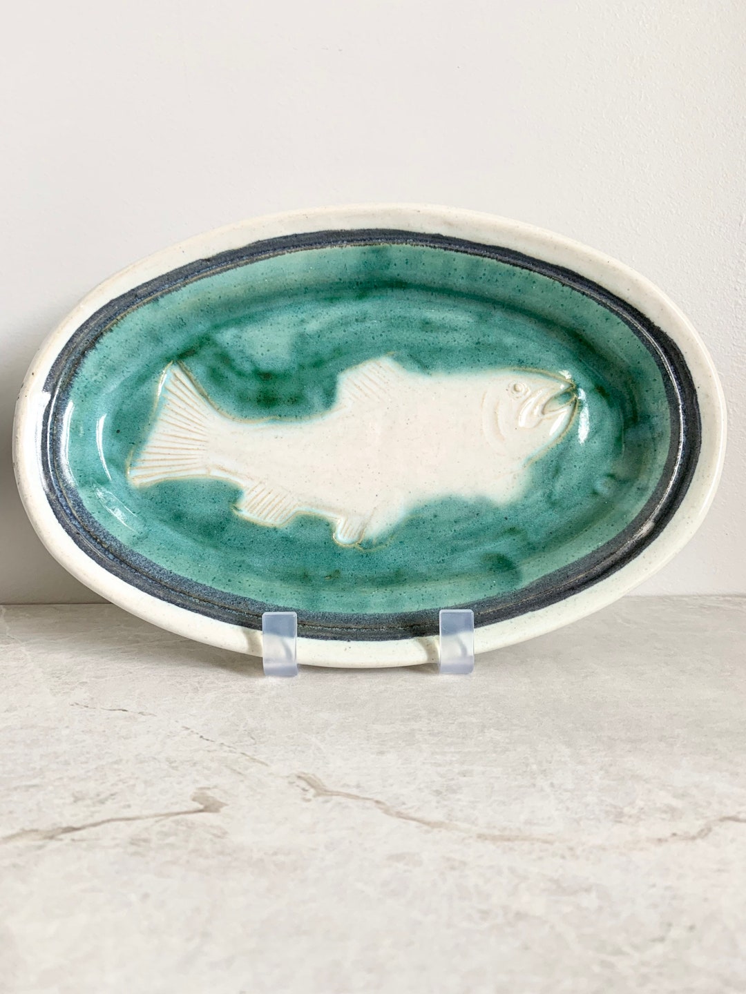 Vintage Signed Fish Platter: 1997 Sally Christopher Pottery Serving ...