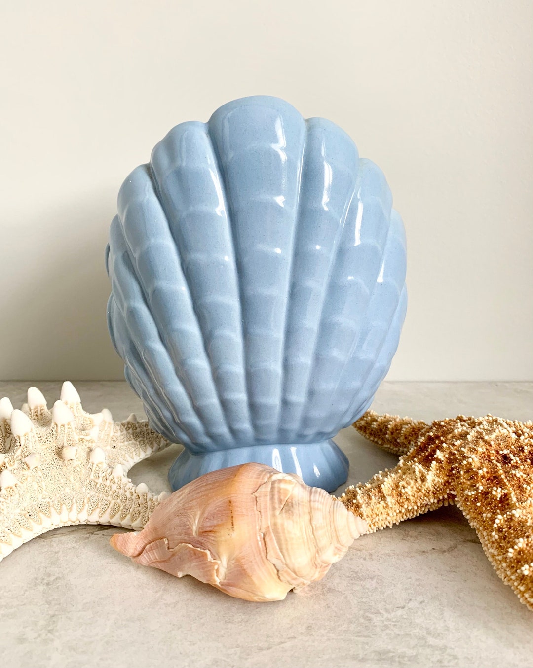 Blue Seashell Planter Vase Vintage Abington USA Pottery MCM - Etsy