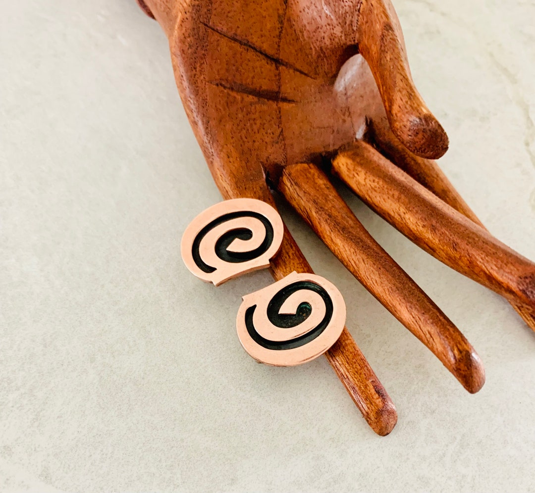 Rare Bold Vintage RENOIR Copper Modernist Swirled Clip Earrings ...