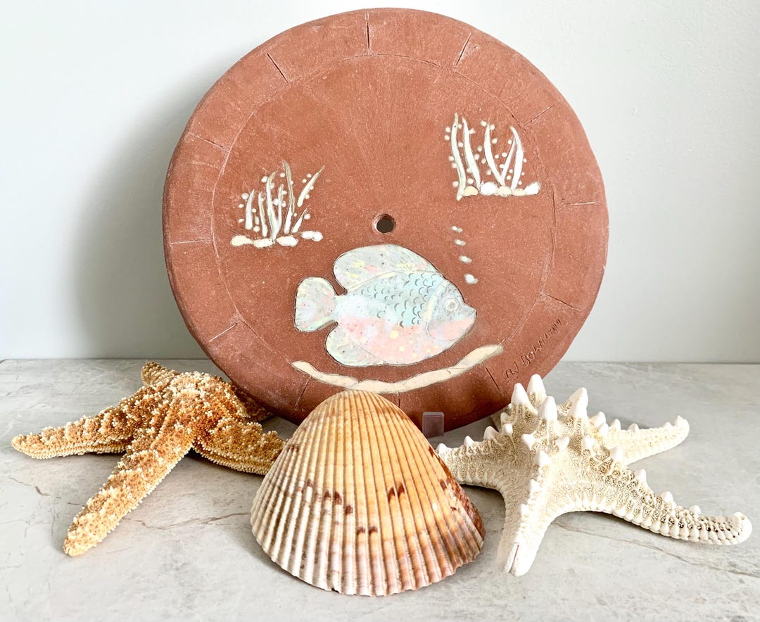 Nautical Pottery Fish Clock, Artist Signed Bowman Plate, Eclectic One ...