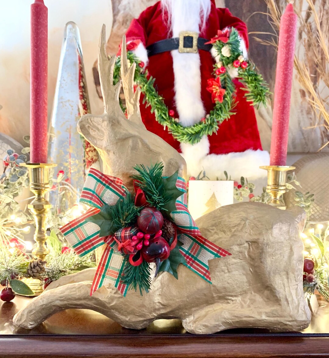 Vintage Paper Mache Deer, Deer Prop Sculpture, Vintage Christmas Decor ...
