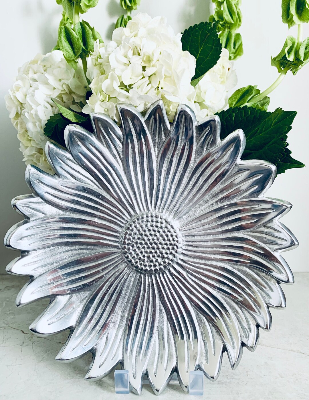 Cast Aluminum Sunflower Tray, Serving Platter, Tabletop Kitchen Decor ...