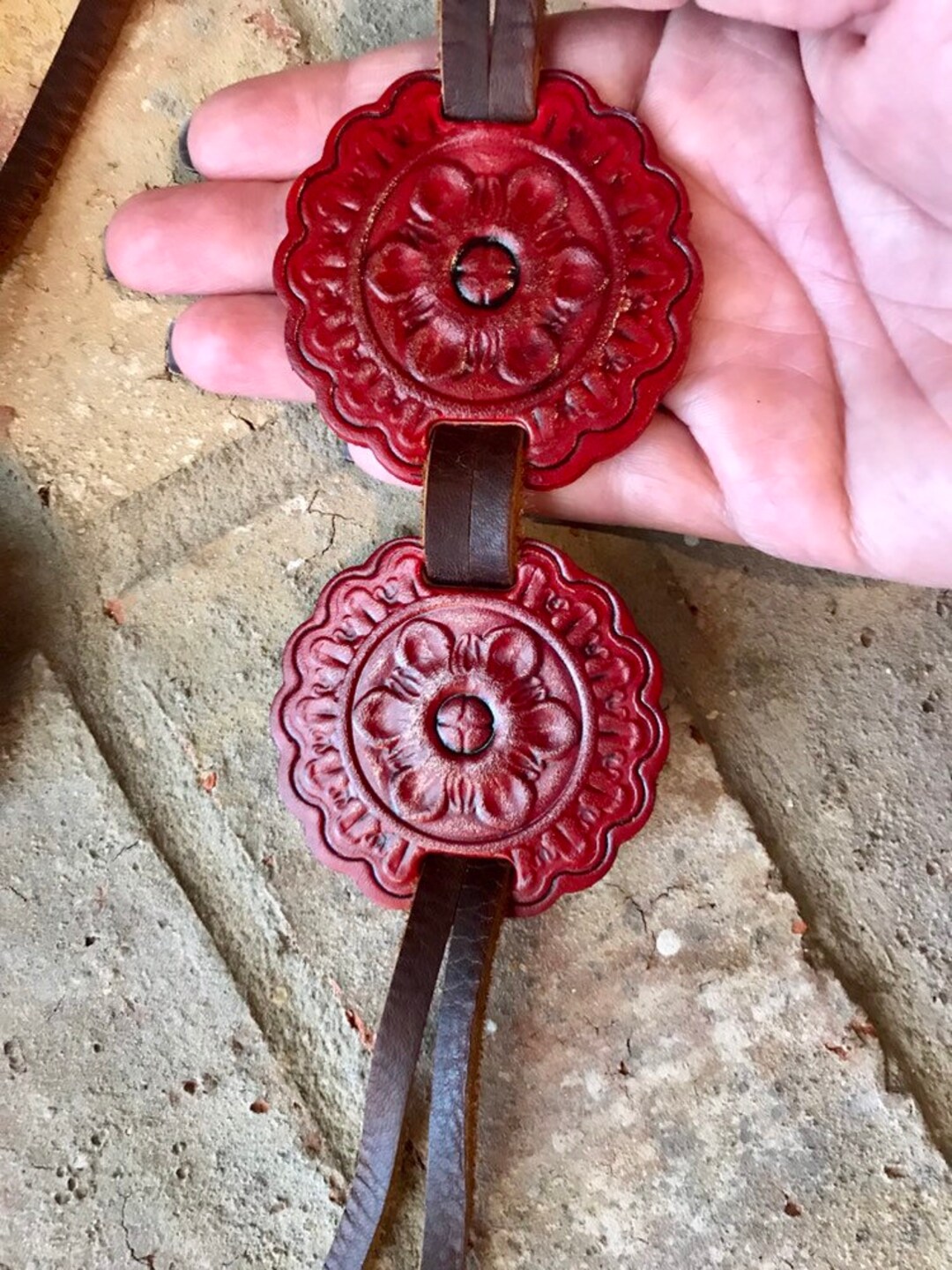Red Leather Bolo, Embossed Handmade Gifts for Her - Etsy