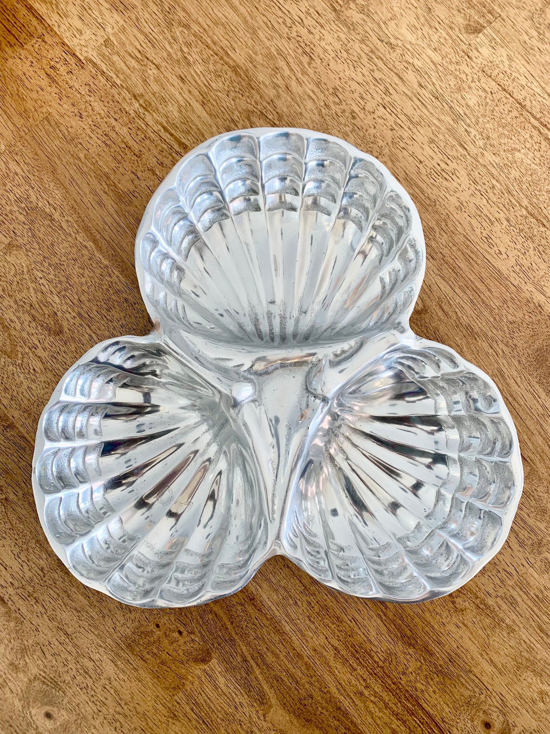 Vintage Cast Aluminum Triple Clam Shell Serving Tray: Coastal Decor - Etsy
