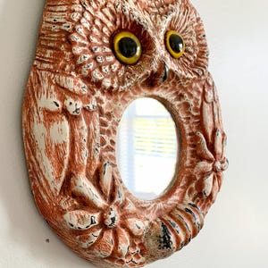 Vintage Chalkware Owl Mirror: Large Ornamental Wall Hanging - Etsy