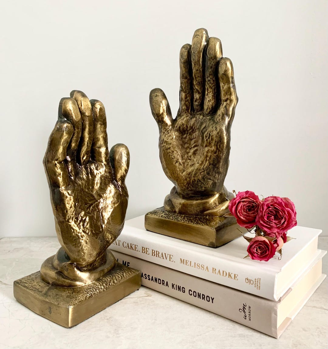 Vintage Brass Hand Bookends: Retro Tabletop Decor - Etsy