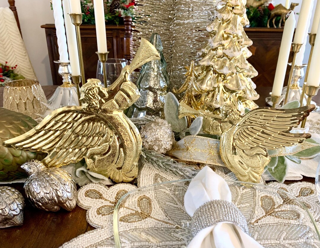 Vintage Brass Angel Wall Decor: Metal Christmas Angels (set of 2) - Etsy