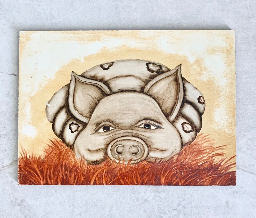 Pig Tile, Good Luck Rustic Home, Office, Farmhouse, Cabin Decor, Artist ...
