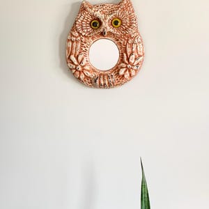 Vintage Chalkware Owl Mirror: Large Ornamental Wall Hanging - Etsy