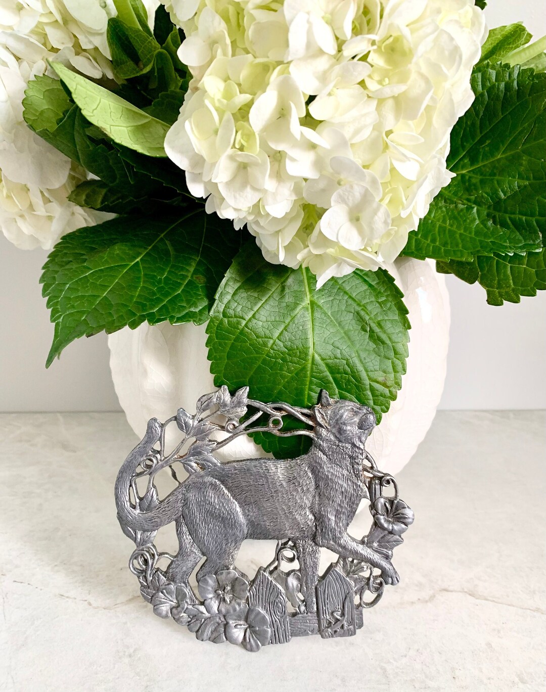 Pewter Cat Trivet, Vintage Cat Tabletop Decor, Cat Spoon Rest ...