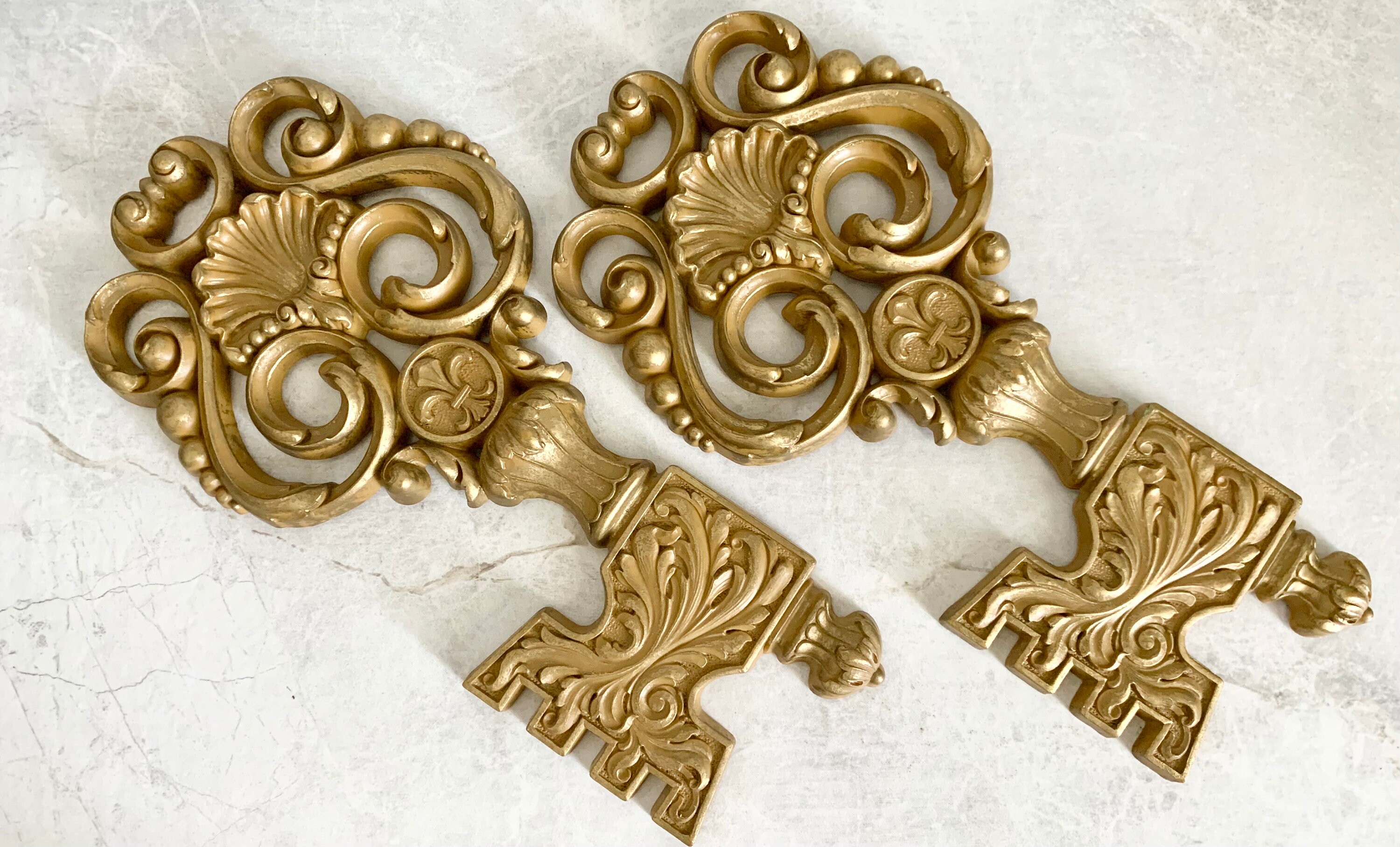 Vintage Syroco Skeleton Key Wall Plaques: Hollywood Regency Decor (set ...