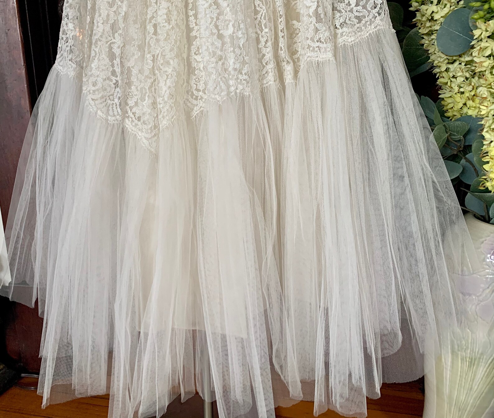 Vintage 1950s Tea Length Lace and Tulle Wedding Dress and - Etsy