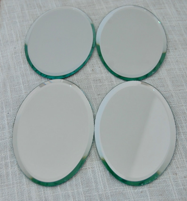 Beveled Mirrors Small Craft 3" X 5" 76mm X 127mm Oval Lot of 4 Vintage ...