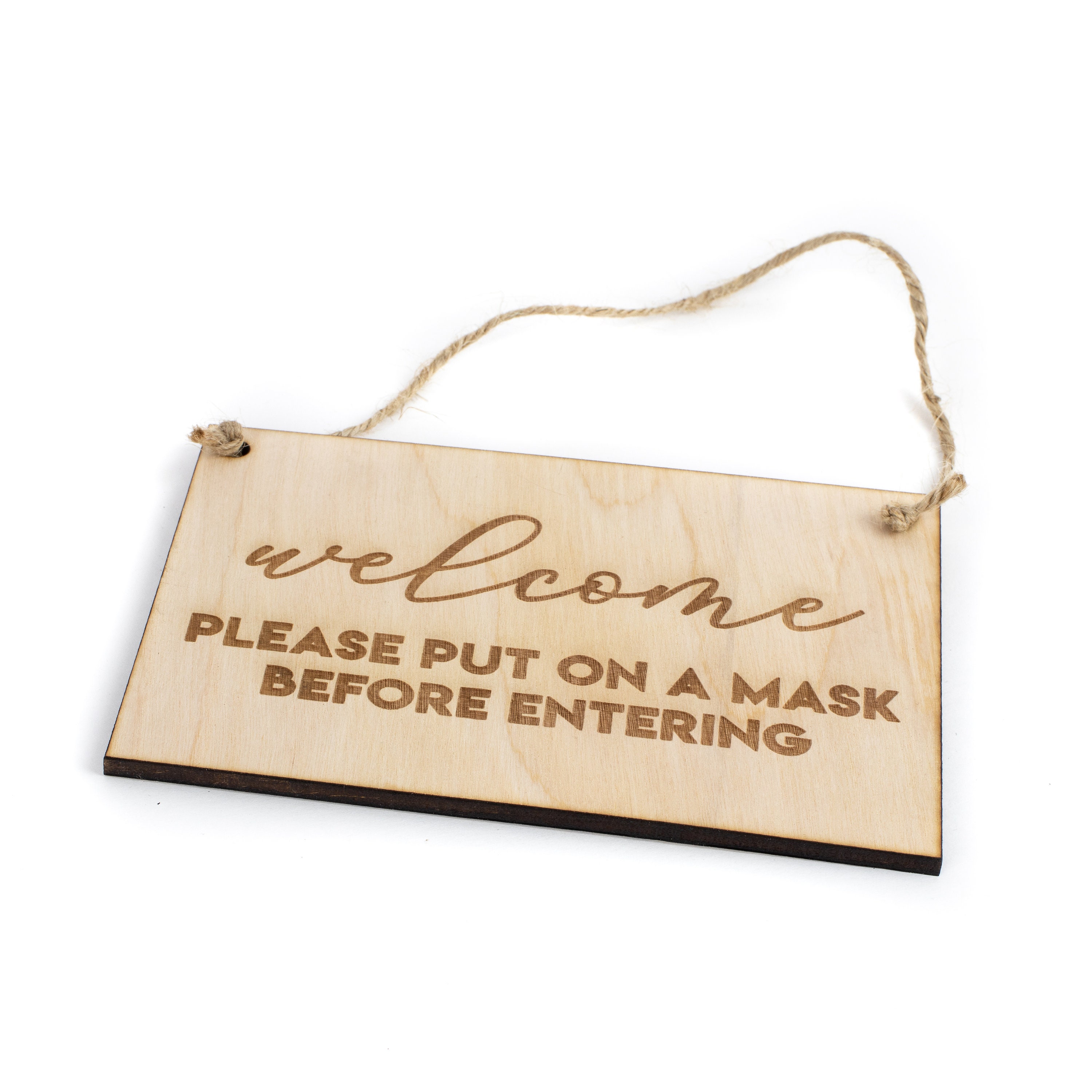 Welcome Please Put A Mask on Before Entering Door Hanger Sign | Mask ...