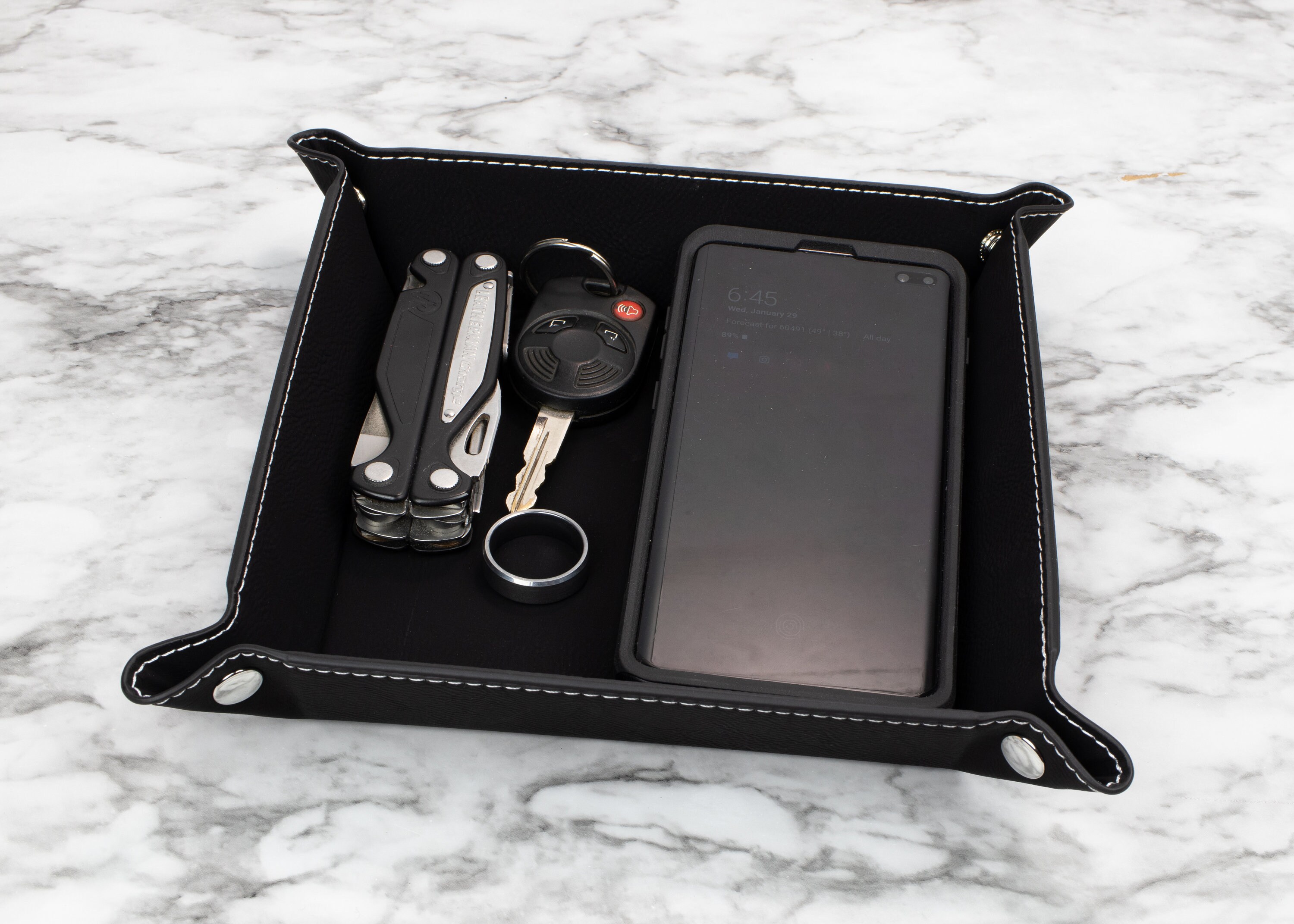 Personalized Ring Jewelry Dish Tray Faux Leather Keys Dish | Etsy