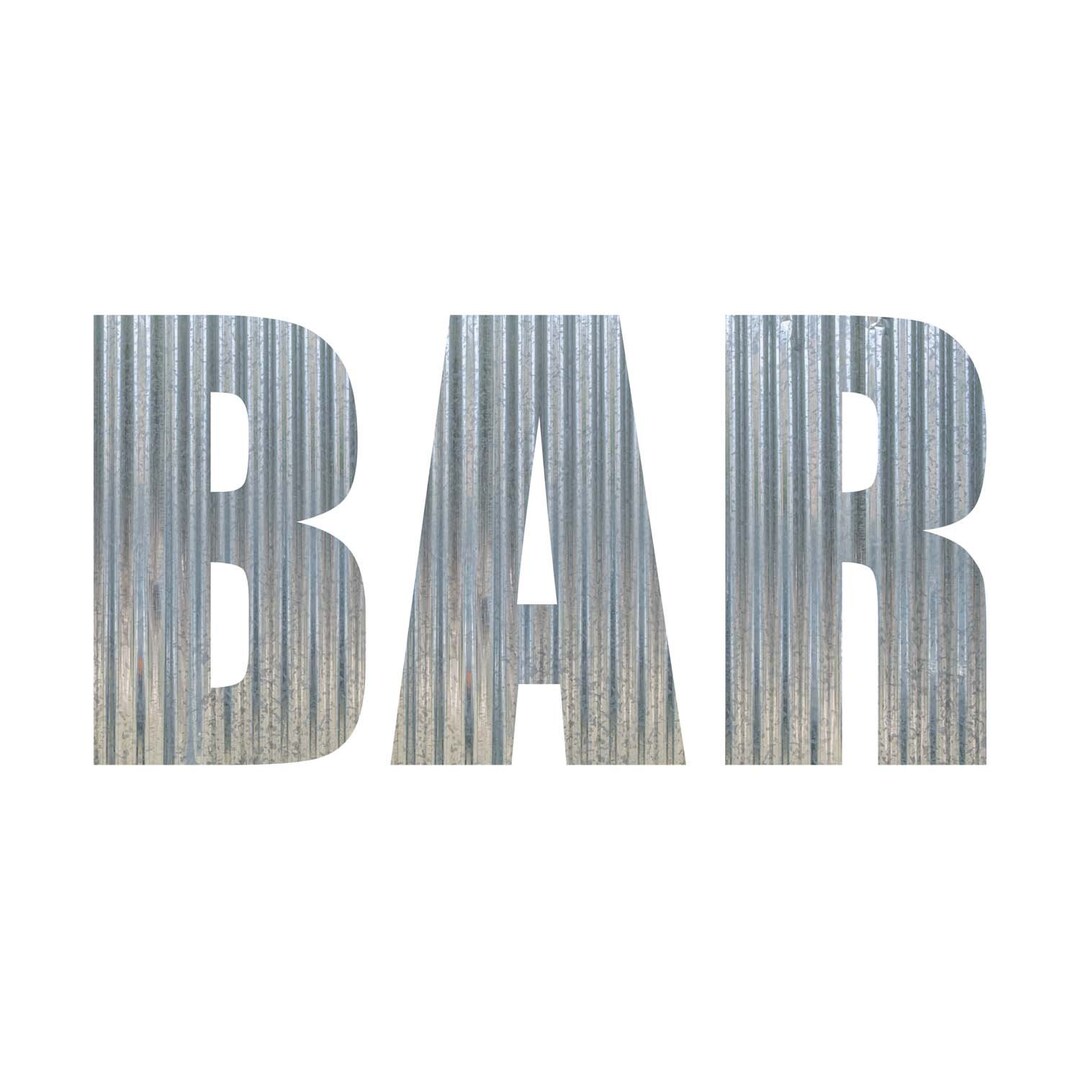 BAR Metal Letters Corrugated Galvanized Metal Word Business Sign Home ...