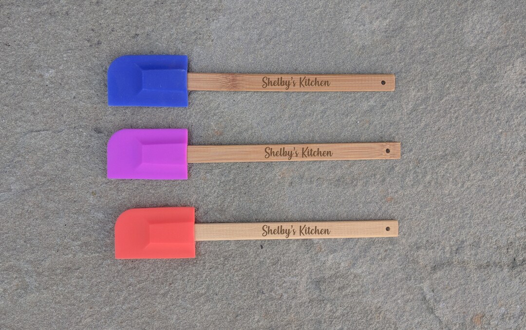 Personalized Bakers Silicone Spatula With Bamboo Handle | Unique ...