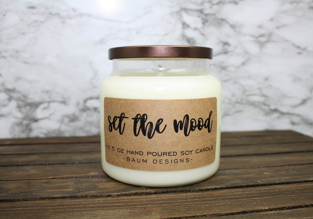 Set the Mood Soy Candle | Funny 16.5 Oz. Large Hand Poured All Natural ...