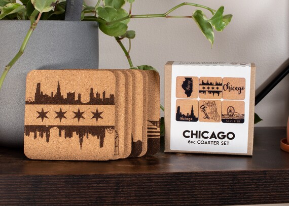 Eco-friendly Wedding Souvenir Personalized Chicago Wedding Coasters ...