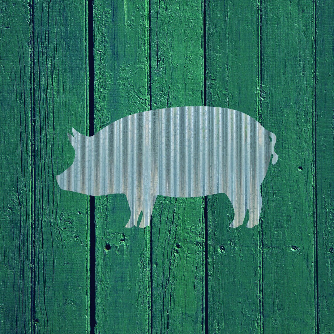 Pig Metal Wall Sign | Rustic Corrugated Metal Animal Signs | Durable ...