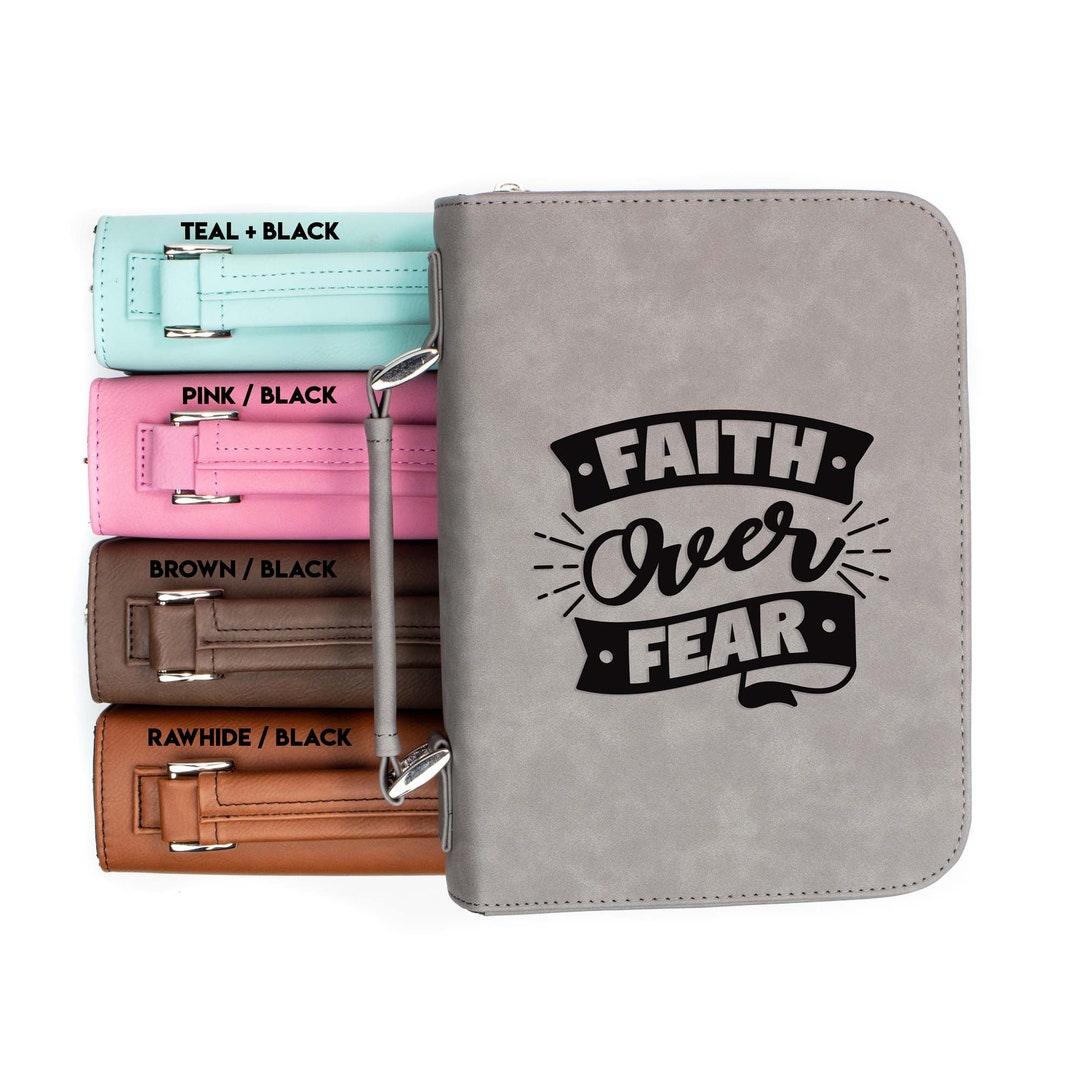 Faith Over Fear Faux Leather Bible Cover | Personalized Faux Leather ...