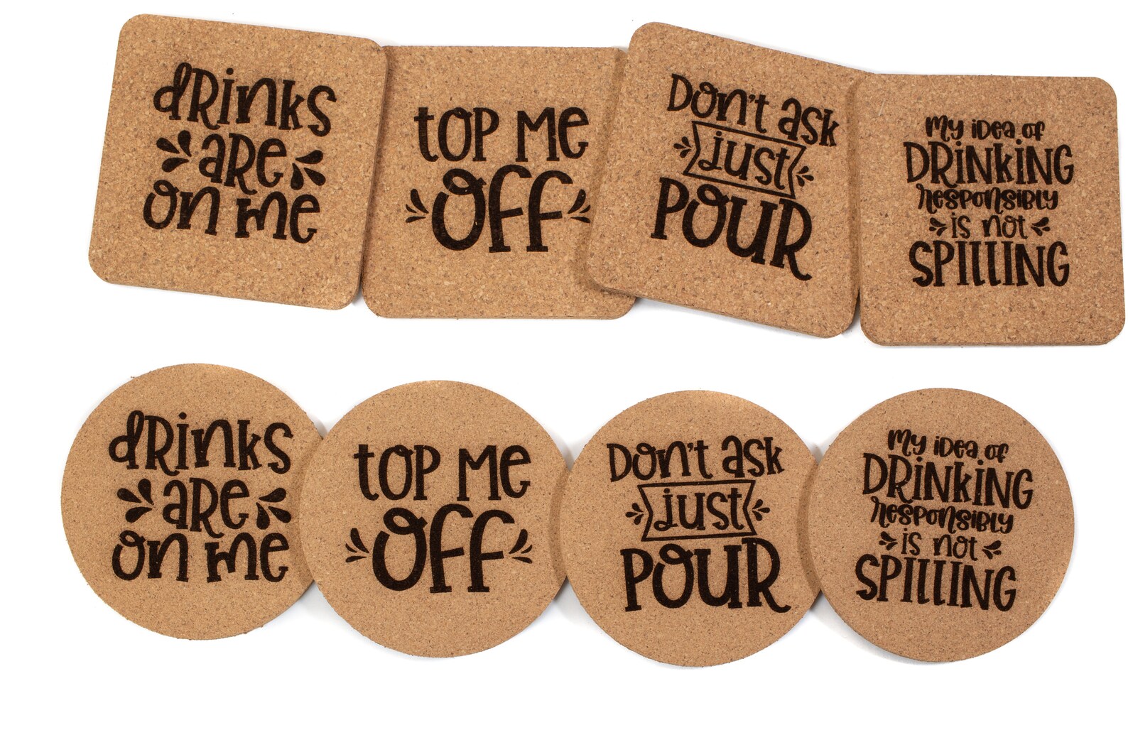 Drinking Cork Coasters - Set of 4 | Funny Alcohol Coaster | Funny ...