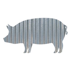 Pig Metal Wall Sign | Rustic Corrugated Metal Animal Signs | Durable ...