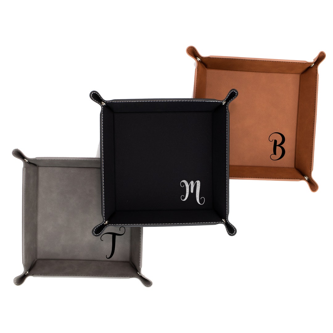 Personalized Ring Jewelry Dish Tray Faux Leather | Keys Dish Catch All ...