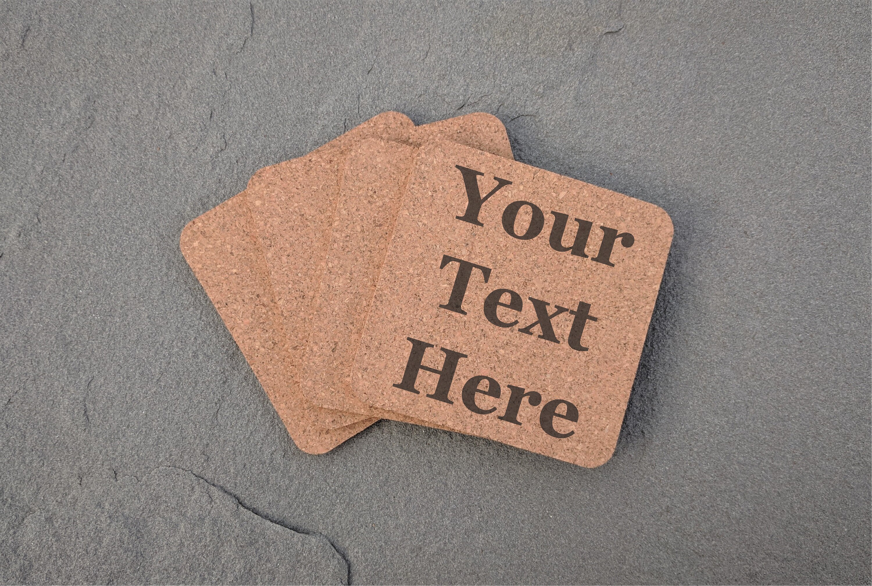 CUSTOM TEXT Coaster Set Personalized Engraved Cork Coasters | Etsy