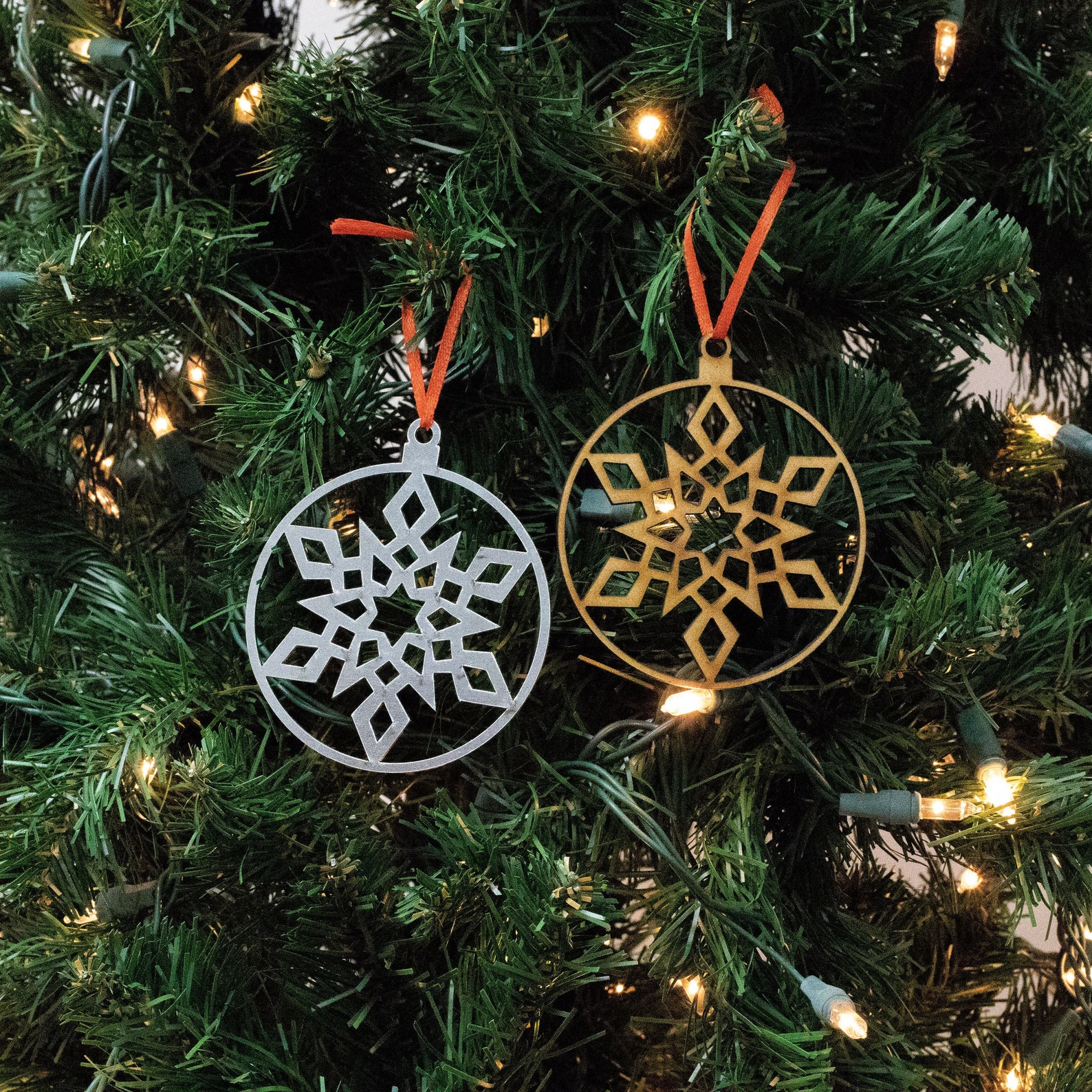 Snowflake Detailed Christmas Ornament Wood Laser Cut | Unique Ready to ...