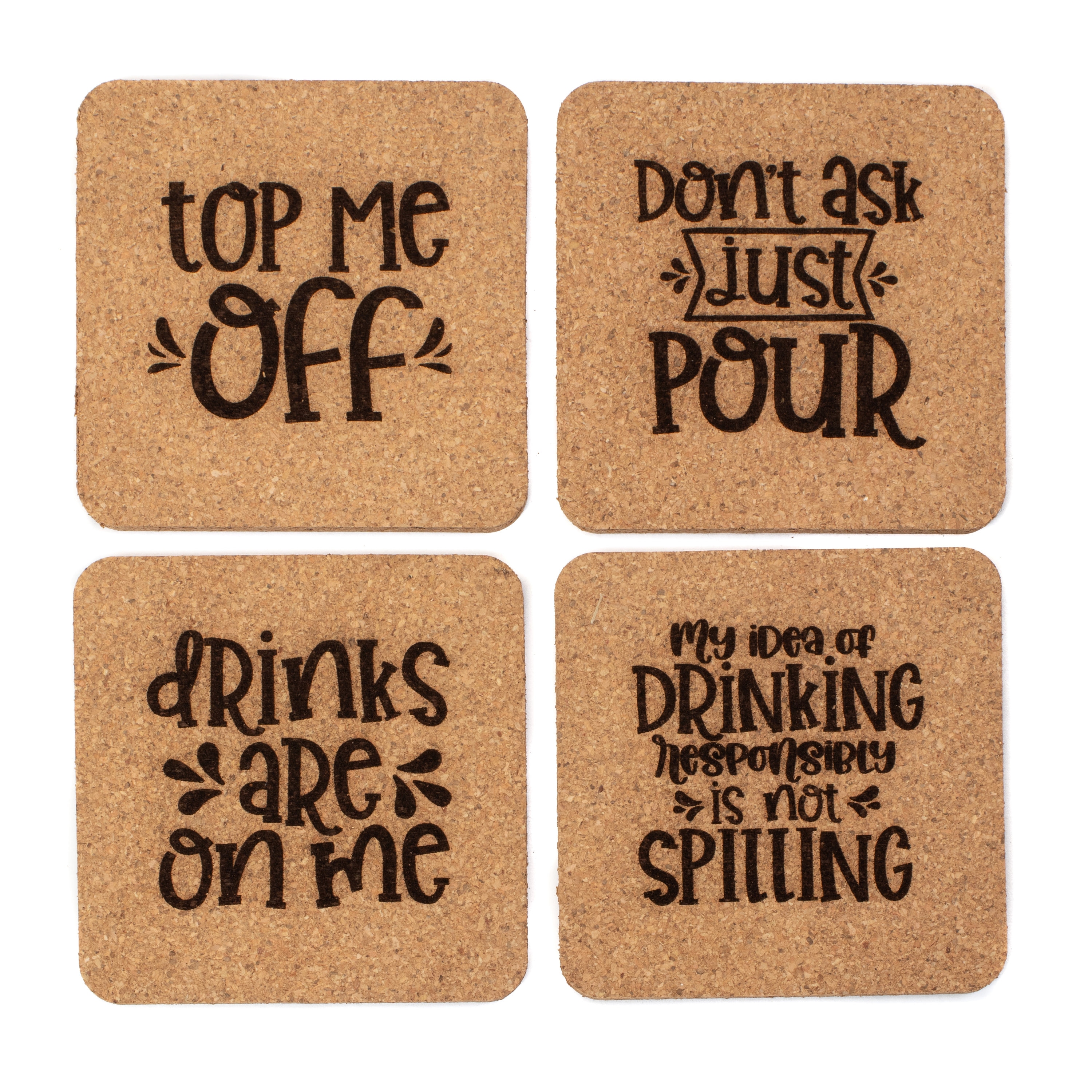 Drinking Cork Coasters - Set of 4 | Funny Alcohol Coaster | Funny ...