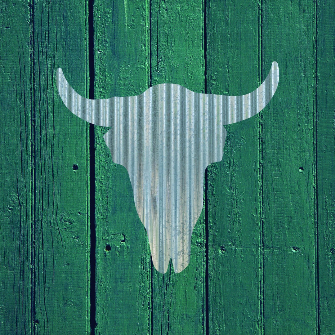 Cow Skull Metal Wall Sign | Rustic Corrugated Metal Animal Signs ...