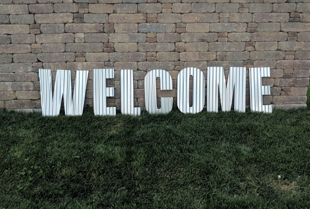 WELCOME | Metal Letter Cut Out | Rustic Metal Home Kitchen Dining Room ...