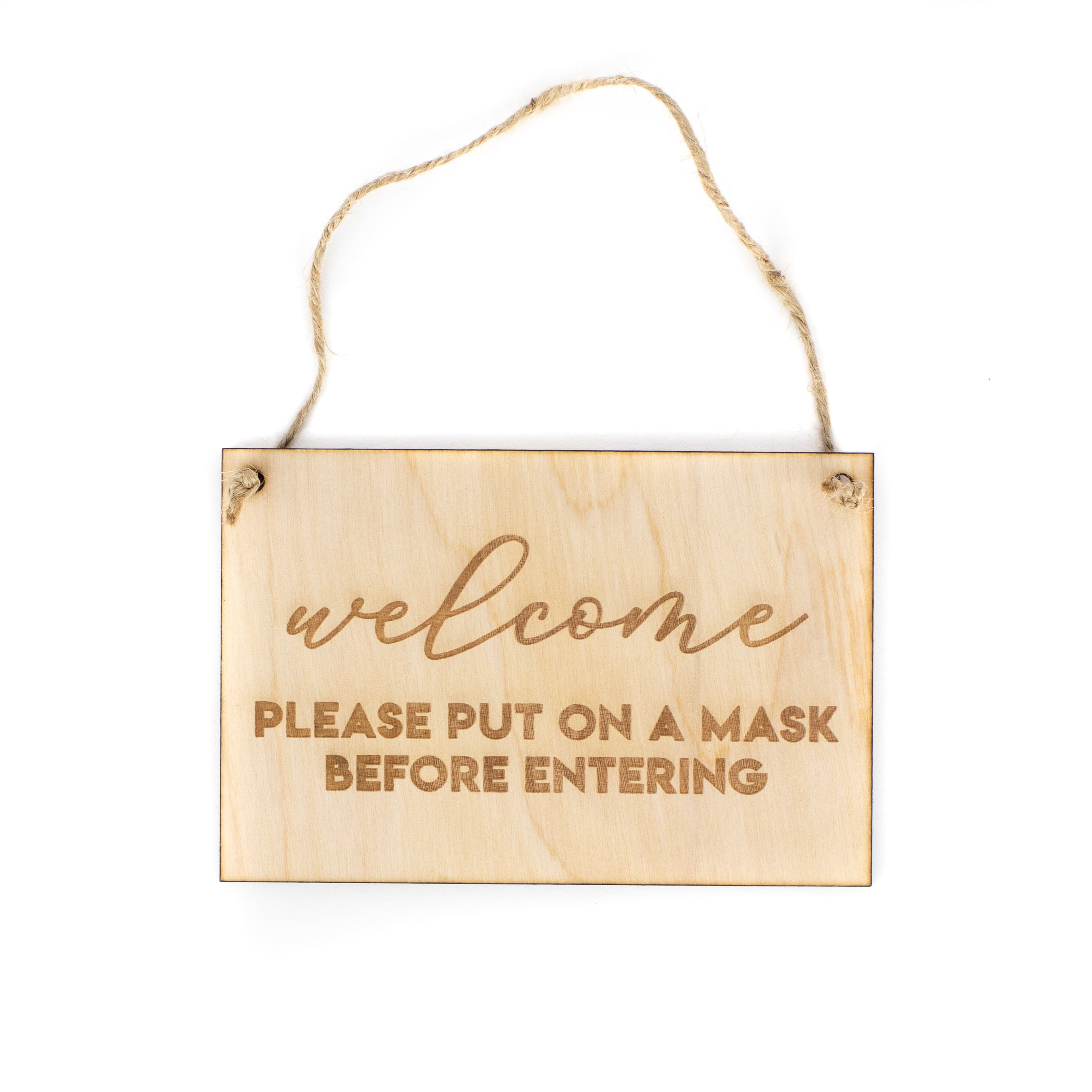 Welcome Please Put A Mask on Before Entering Door Hanger Sign | Mask ...